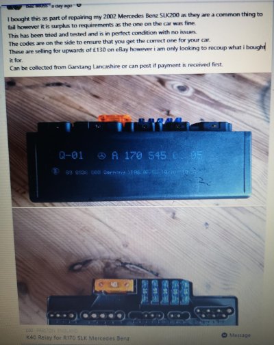 K40 Relay for R170 SLK Mercedes Benz (Facebook) | Spotted on eBay ...
