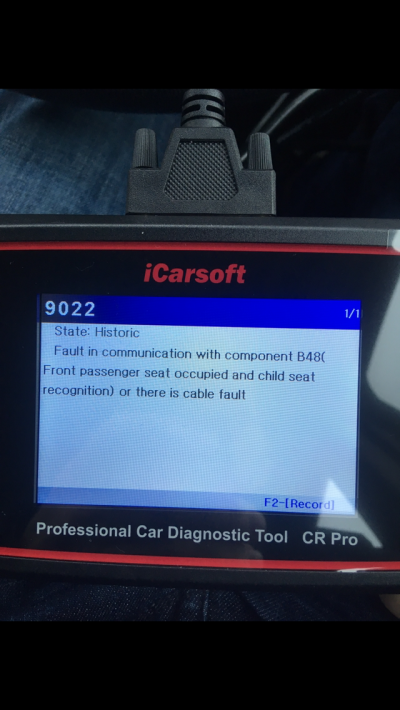 W169 Passenger Seat Occupancy Fault 9022 General Discussion